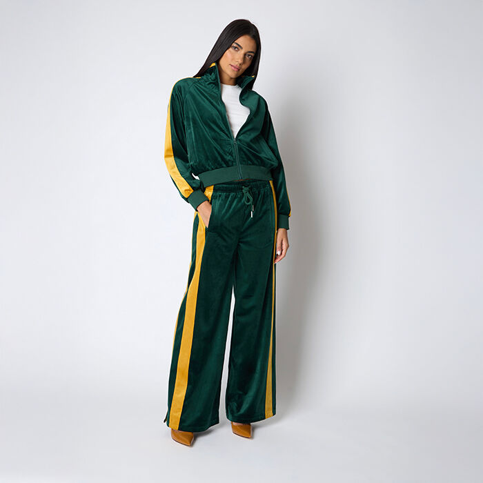 Pantalone tuta in velluto verde-giallo - Primadonna Collection