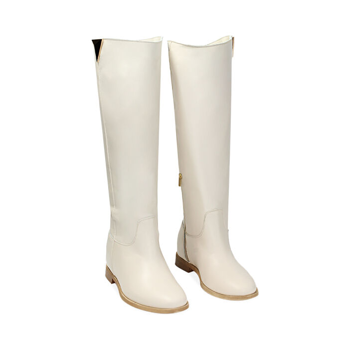 Botas color crema de piel para mujer | Primadonna Collection