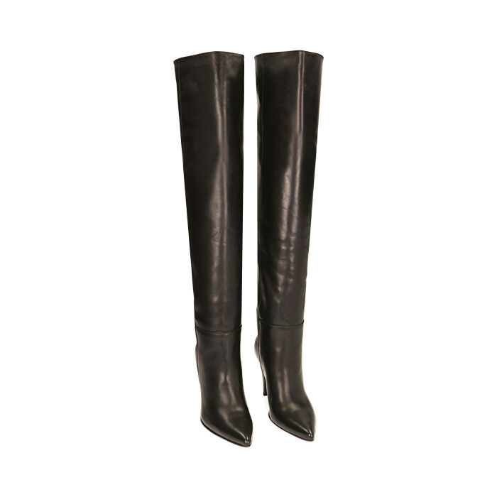 Stivali Donna Overknee Neri In Pelle Tacco 10 Cm Primadonna Collection