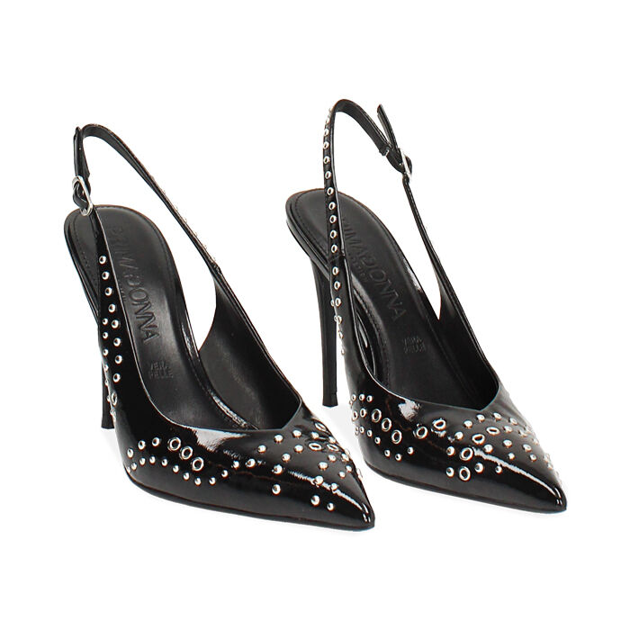 Escarpin à bride arrière noir avec talon 10 cm - Primadonna Collection
