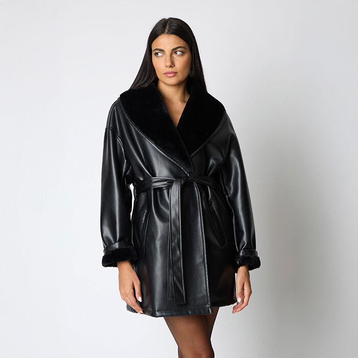 Trench noir pour femme avec détails élégants - Primadonna Collection
