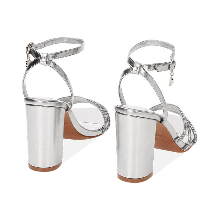 Sandales femme avec talon argent en laminé avec pierres | Primadonna ...