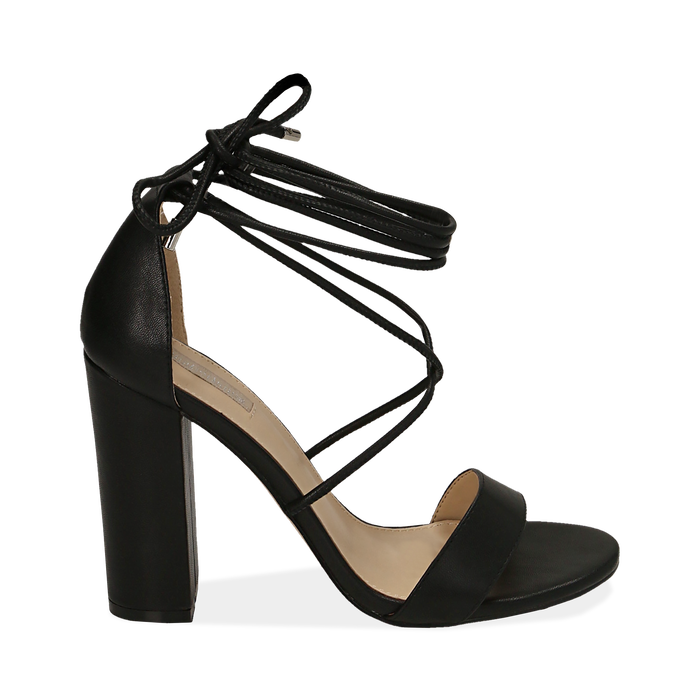 Sandali Lace Up Neri In Eco Pelle Tacco 1050 Cm Primadonna Collection