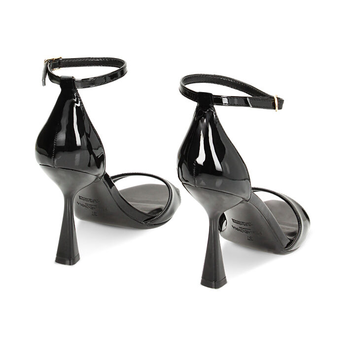 Sandali Donna Con Tacco Neri In Vernice Primadonna Collection