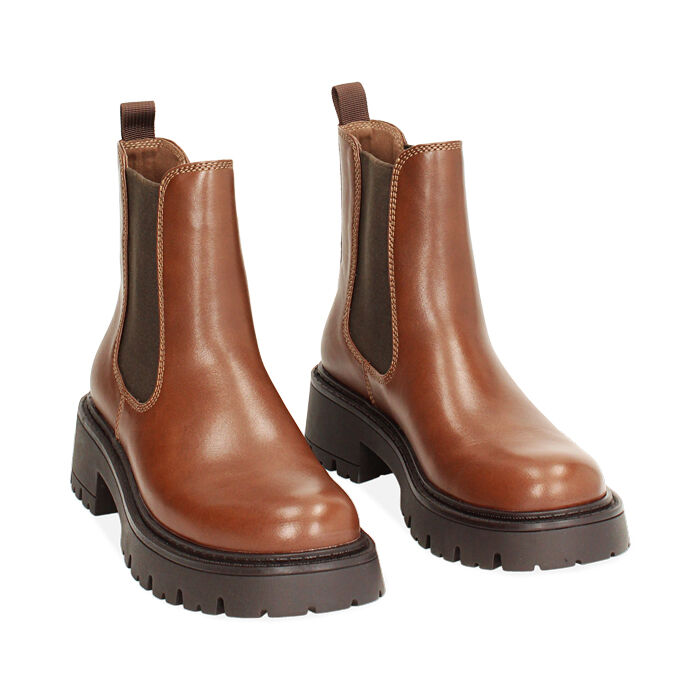 Beatles cognac con suola in gomma 5 cm | Primadonna Collection