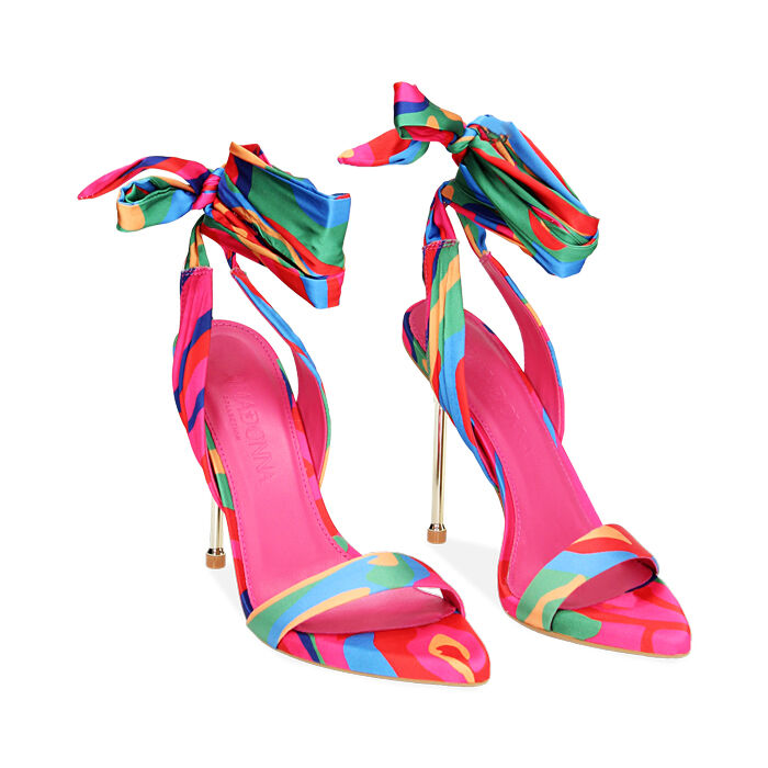 Sandales femme à talons multicolores-vertes en satin | Primadonna ...