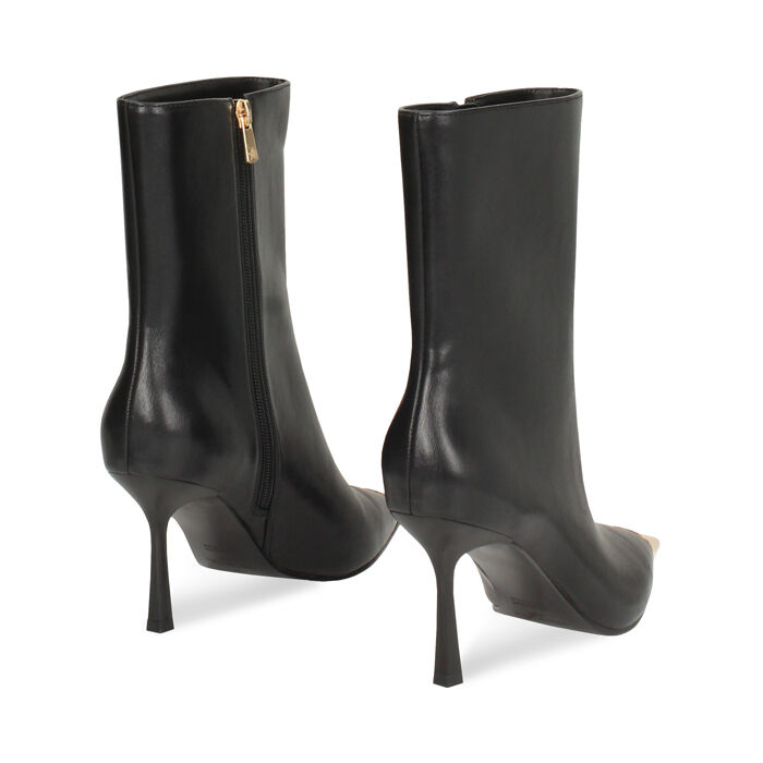 Tronchetti neri con puntale oro e tacco 8 cm - Primadonna Collection