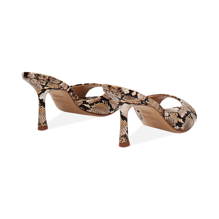Mules open toe donna marroni in pitone, tacco 8,5 cm | Primadonna ...