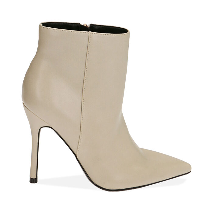 Bottines femme blanc cassé, talon 10,5 cm | Primadonna Collection