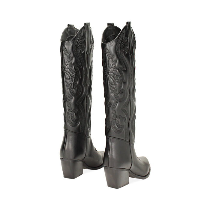 Stivale texano nero con gambale impunturato I Primadonna Collection