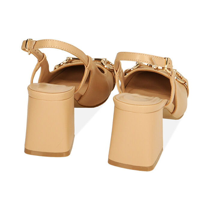 Décolleté Donna Slingback Beige Con Staffa Tacco 65 Cm Primadonna