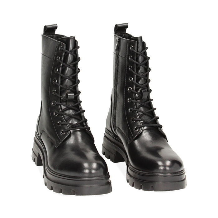 Anfibi donna in pelle nera, tacco 5 cm | Primadonna Collection