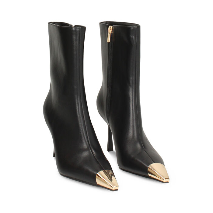Tronchetti neri con puntale oro e tacco 8 cm - Primadonna Collection
