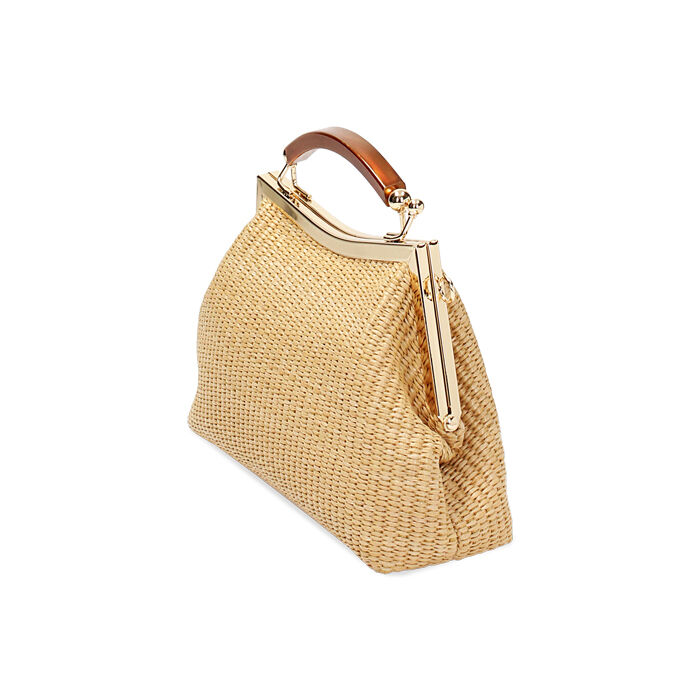 Mini bolsa de mujer beige de rafia | Primadonna Collection