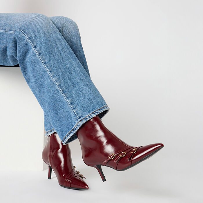 Bottines bordeaux avec talon de 7 cm - Primadonna Collection