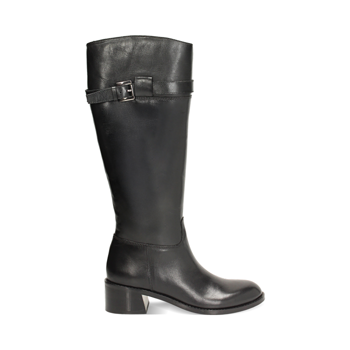 Stivali in pelle nera da donna tacco 5cm - Primadonna Collection